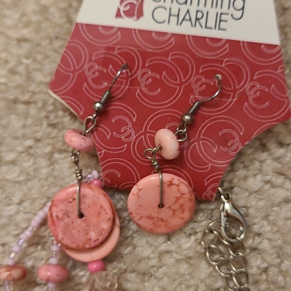 Charming Charlie | Jewelry | Nwt Charming Charlie Pink Necklace Earring ...